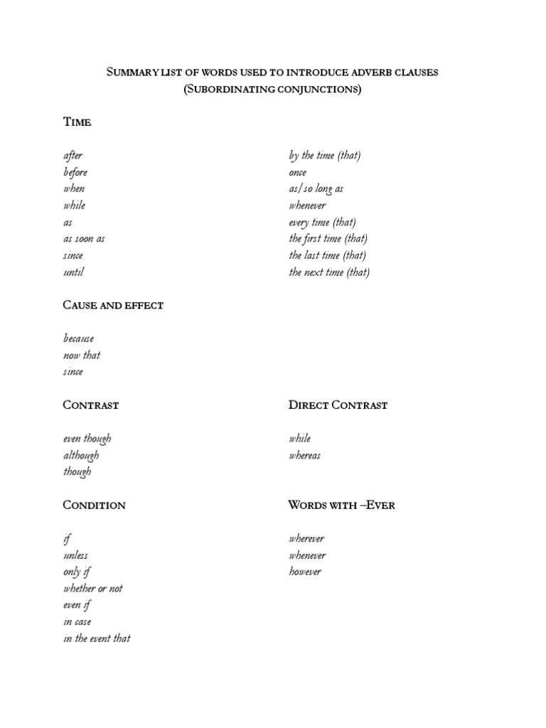 Adverb and Adjective Clause Markers | PDF