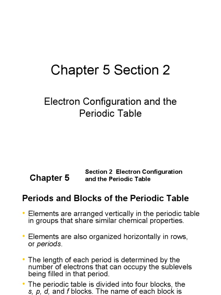 5.2 Electron Configuration and The Periodic Table | PDF | Periodic ...