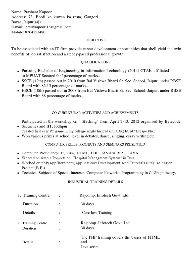 Prash Resume | PDF | Computing | Cognition