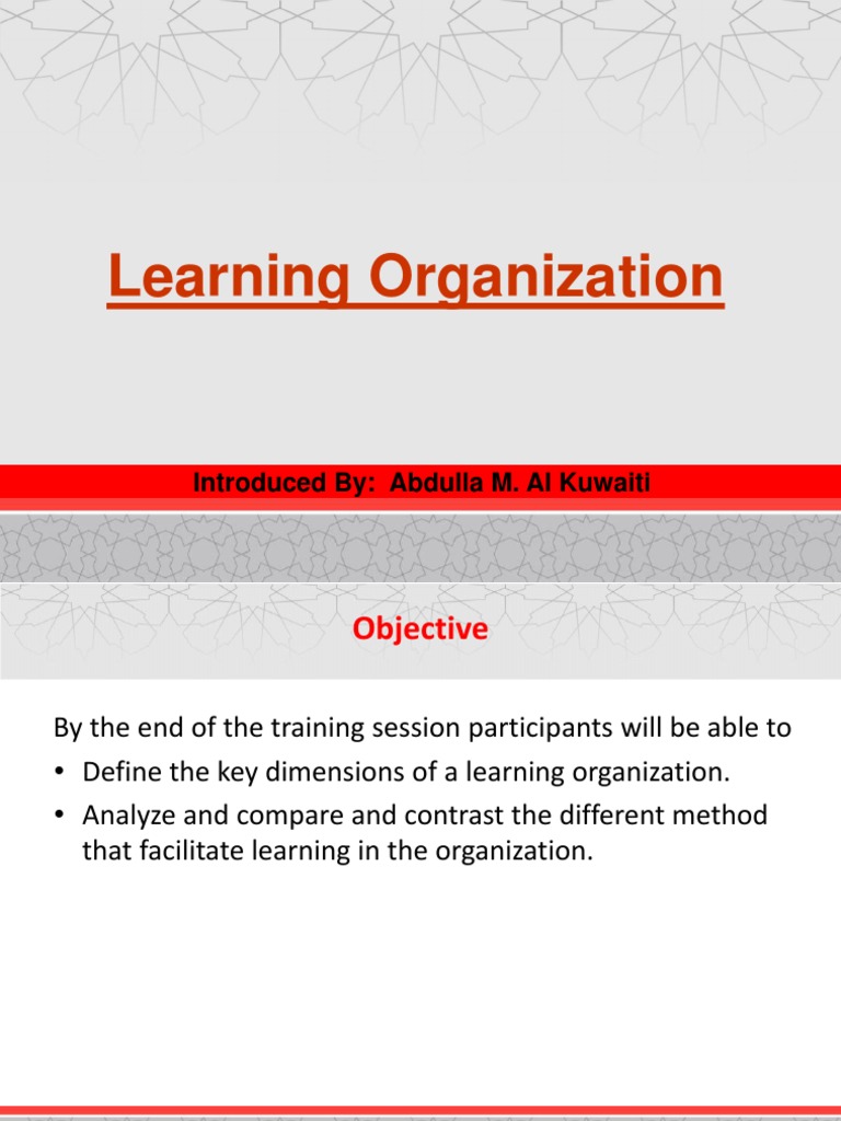 Learning Organization Presentation | PDF | Learning Theory (Education ...
