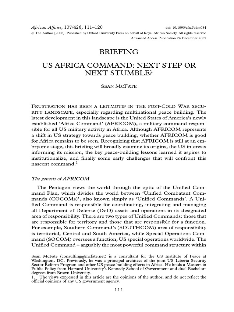 Africom | PDF | United States Department Of Defense | United States ...