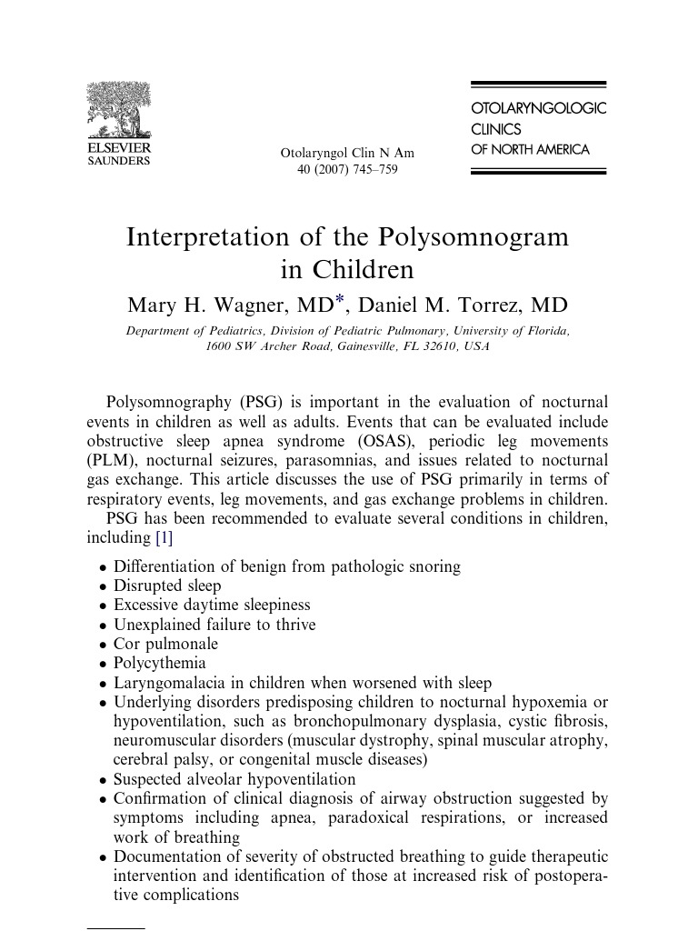 Polysomnography Interpretation in Children | PDF | Sleep Apnea | Rapid ...