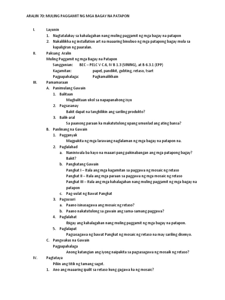 Lesson Plan HKS 70 | PDF