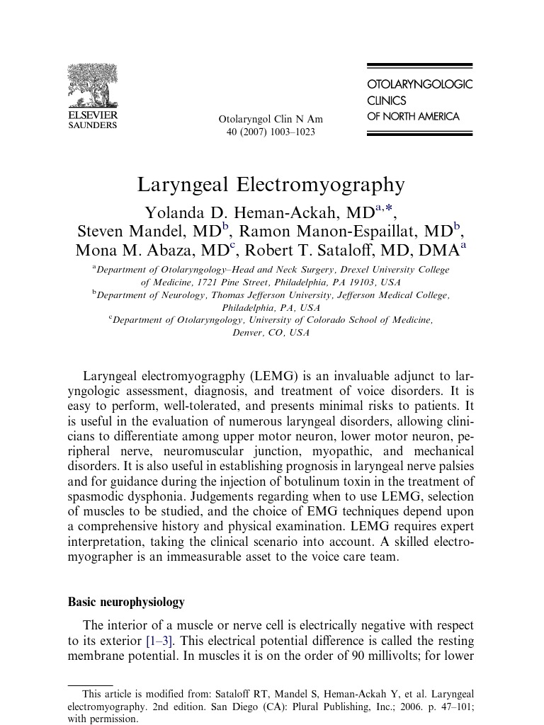 Laryngeal Electromyography | PDF | Electromyography | Action Potential