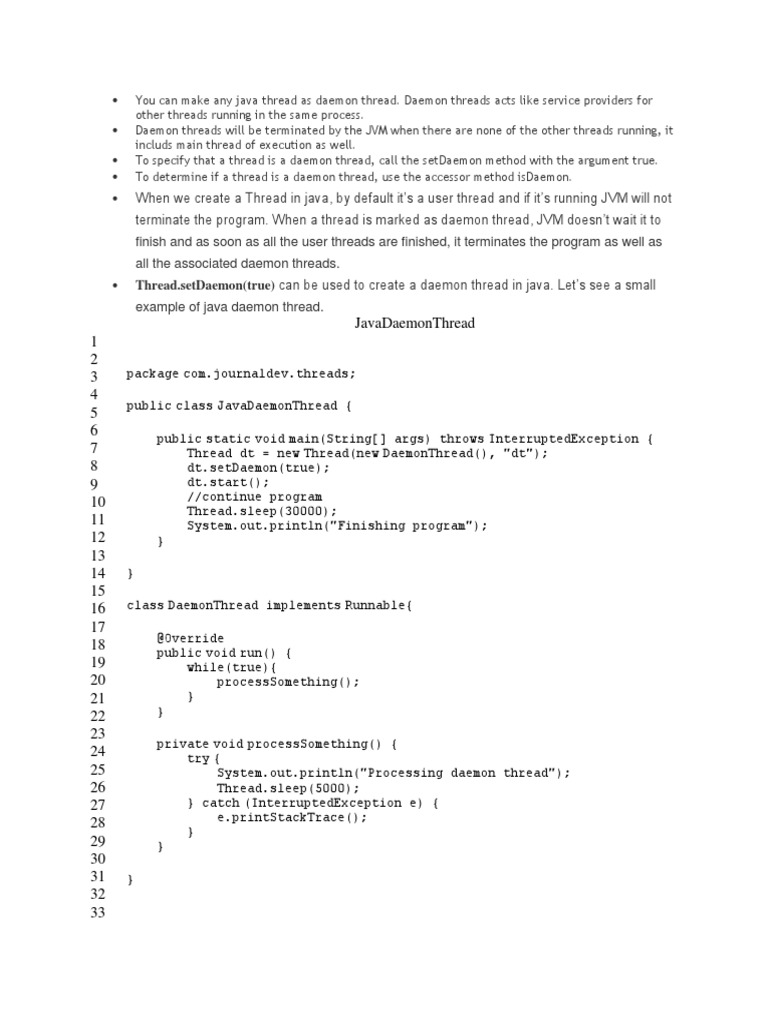 Daemon Thread | PDF | Thread (Computing) | Runtime System