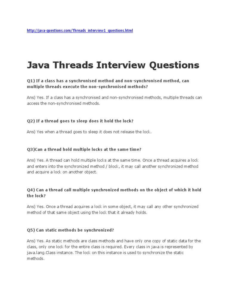 Synchronization Questions 2 Pdf Method Computer Programming Thread Computing