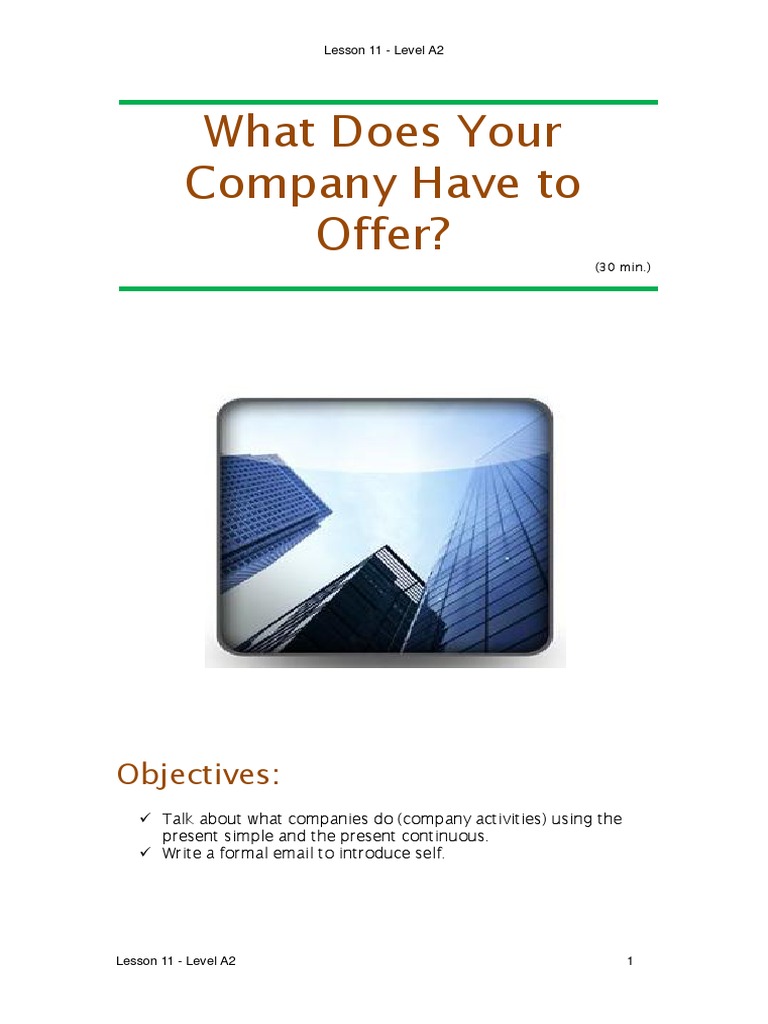 A2, Lesson 11-What Does Your Company Have To Offer | PDF | Syntax ...