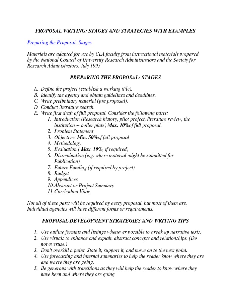 Proposal Writing: Stages and Strategies With Examples | PDF | Science ...