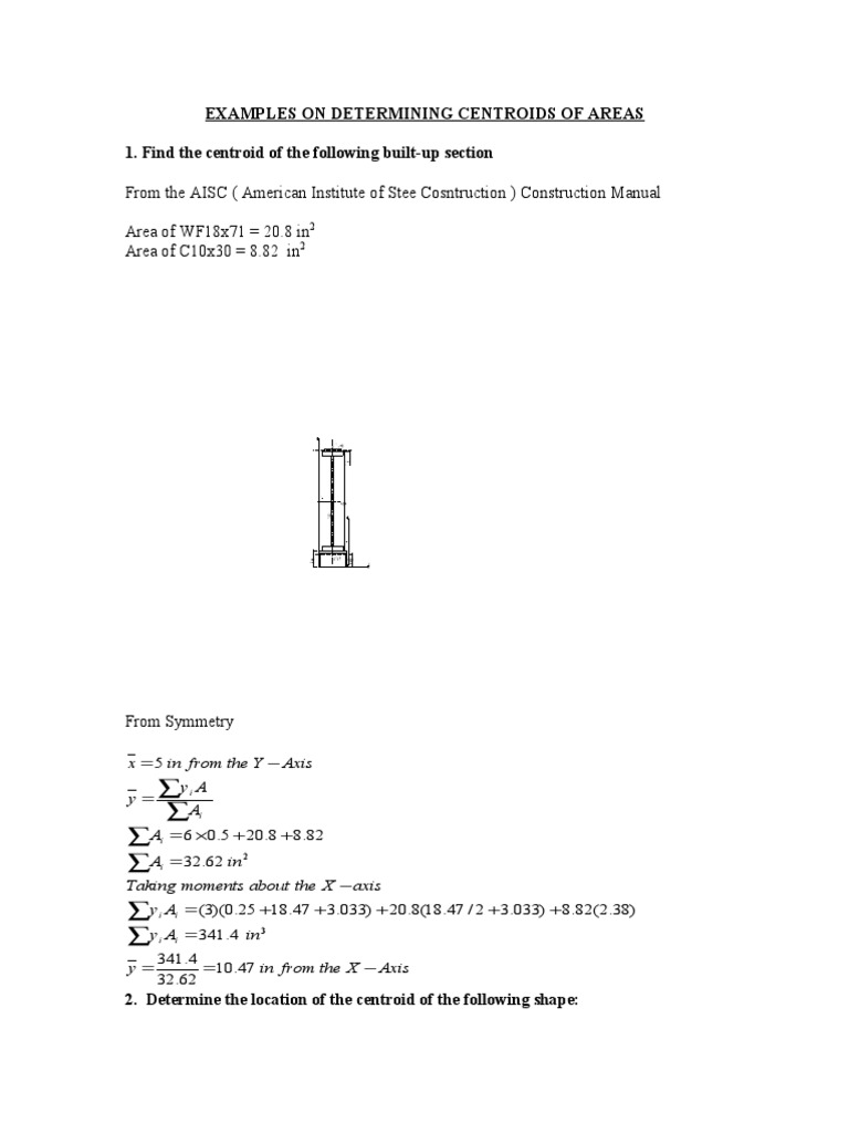 Centroid Calculation Examples | PDF