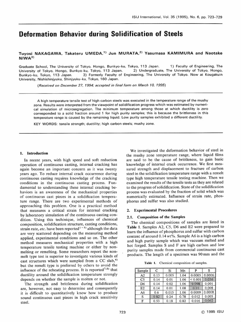 Solidification of Steel | PDF | Fracture | Ductility