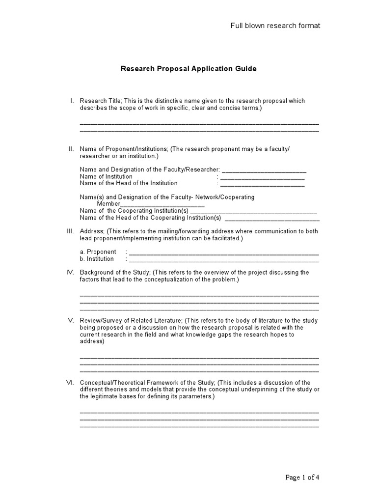 Full Blown Research Format: Research Proposal Application Guide | PDF ...