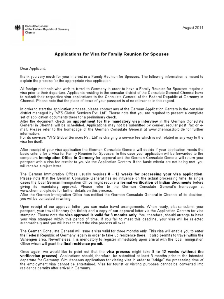 Applications For Visa For Family Reunion For Spouses | PDF | Travel ...