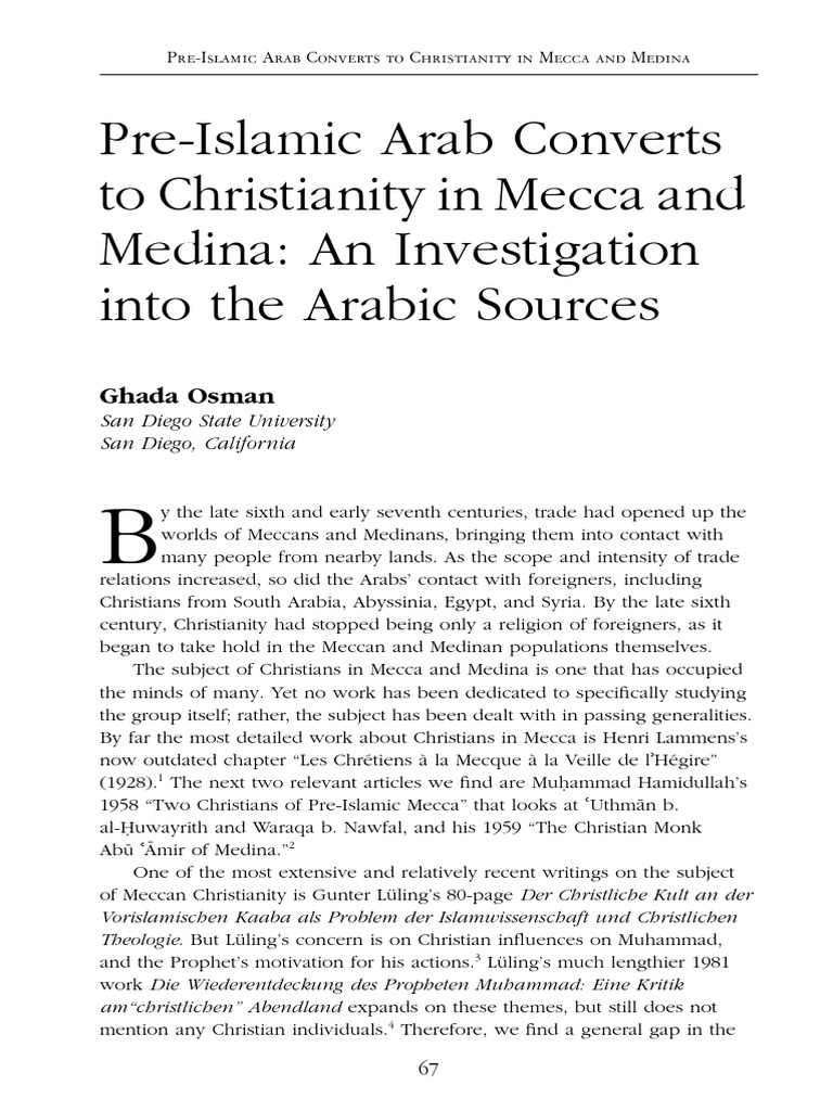 Arab Converts To Islam in Pre-Islamic Mecca - Osman | PDF