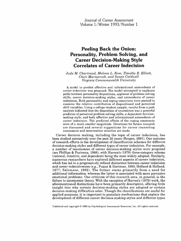 Types of Career Indecision | PDF | Affect (Psychology) | Decision Making