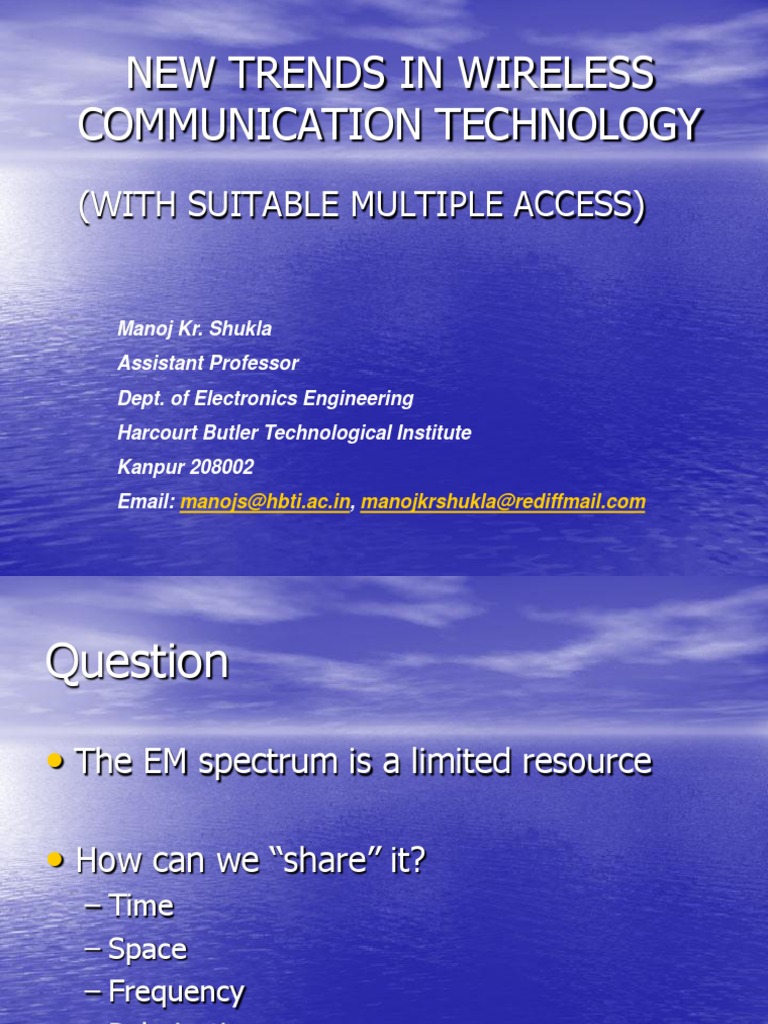 New Trends in Wireless Communication Technology: (With Suitable Multiple Access) | PDF | Channel ...