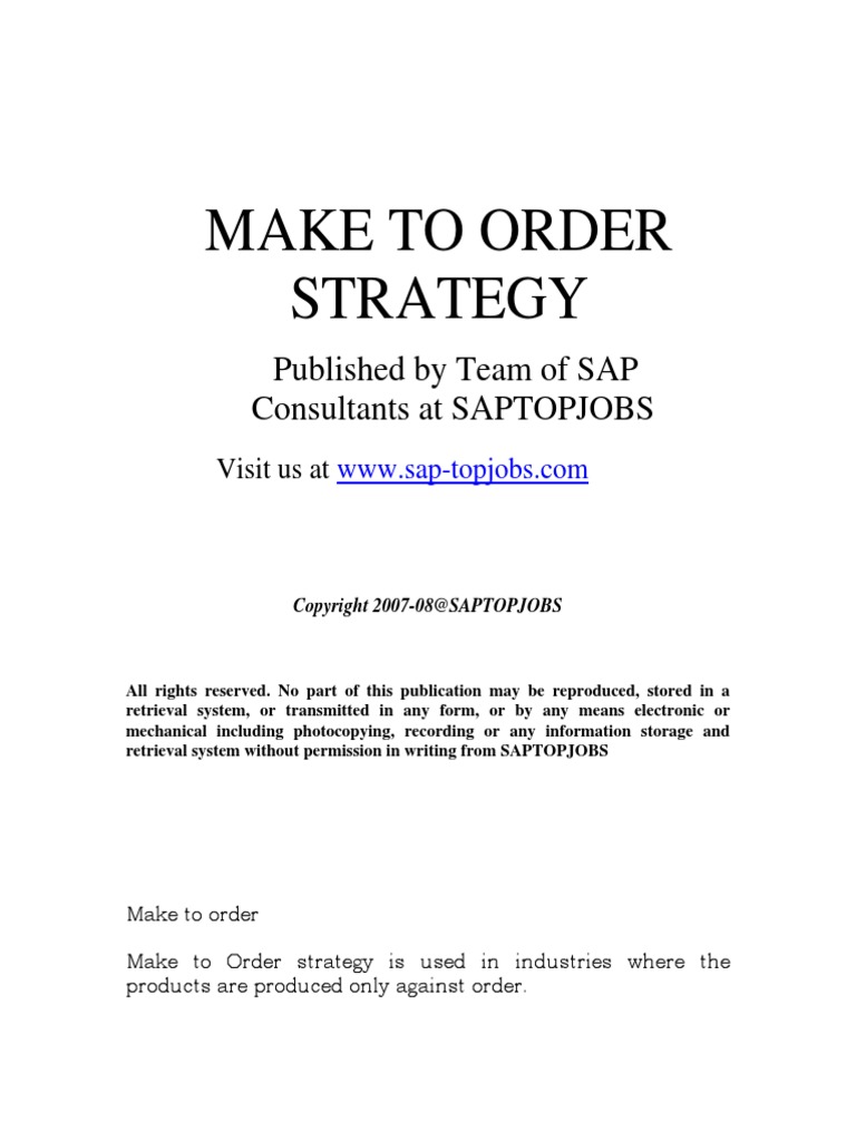Make To Order Strategy | PDF | Computing | Business