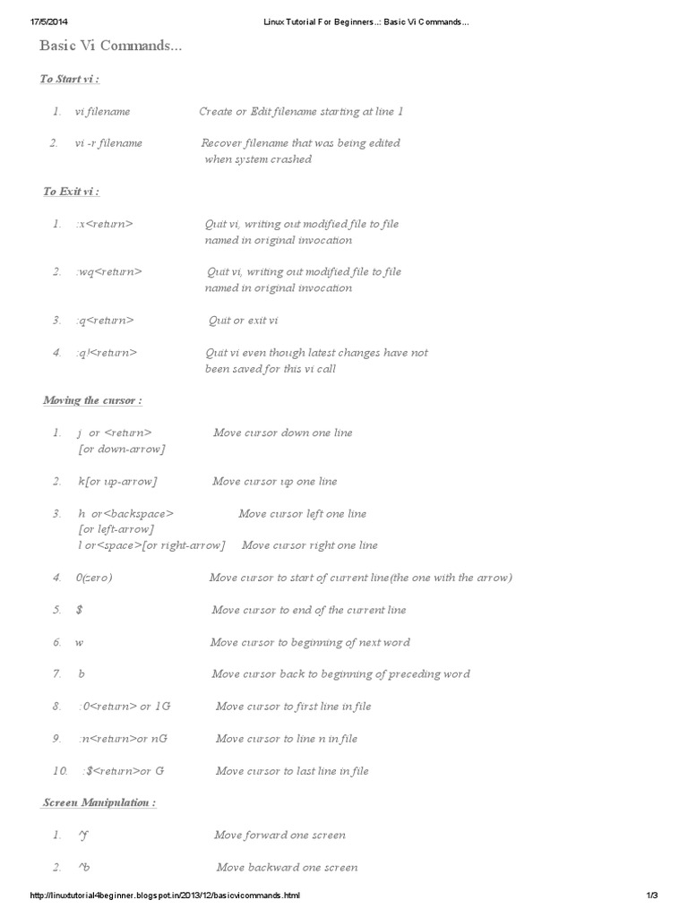 Basic Vi Commands | PDF | Filename | Computer File