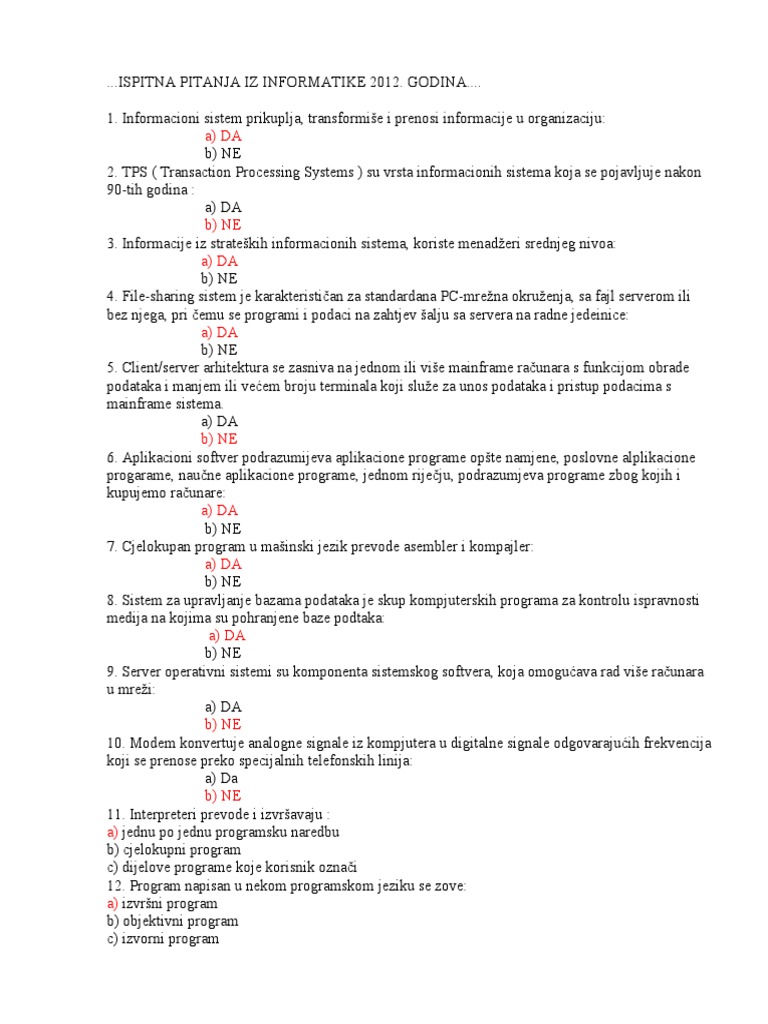 Informatika TEST | PDF