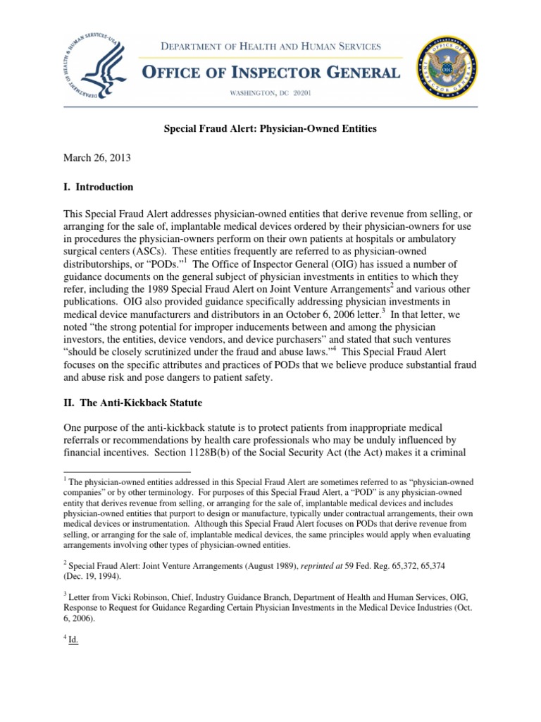POD Special Fraud Alert | PDF | Patient | Risk