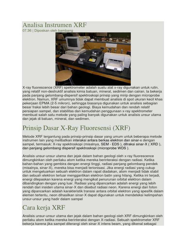 Analisa Instrumen XRF | PDF | Sains & Matematika