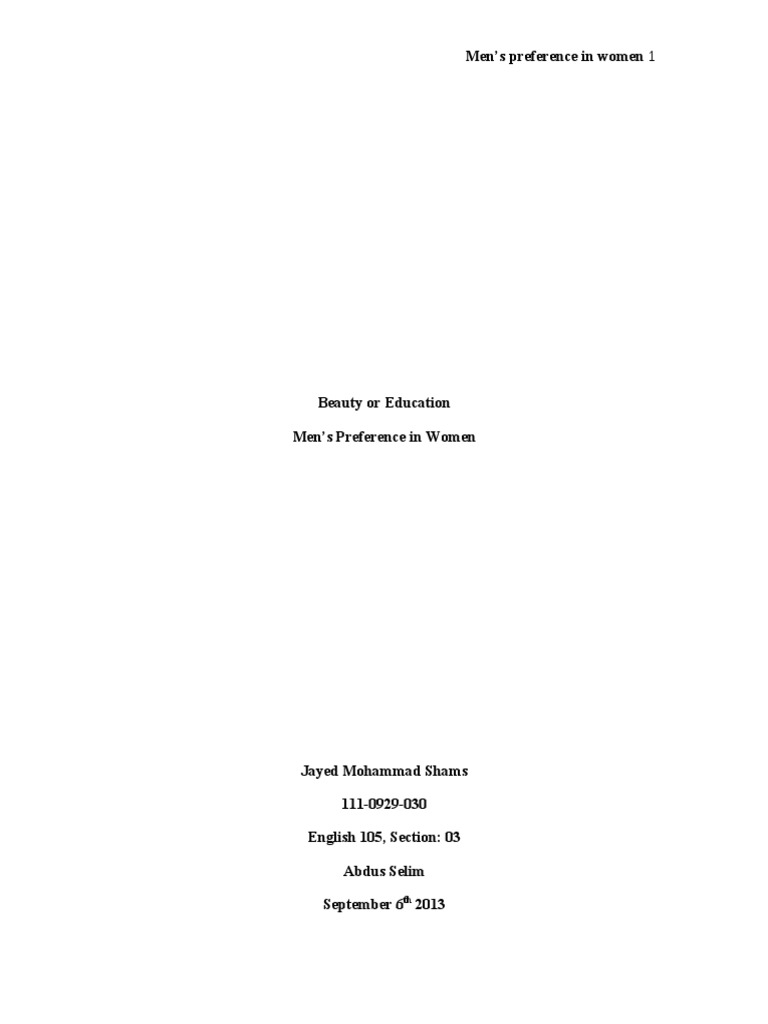 Final Write Up | PDF | Physical Attractiveness | Gender Role