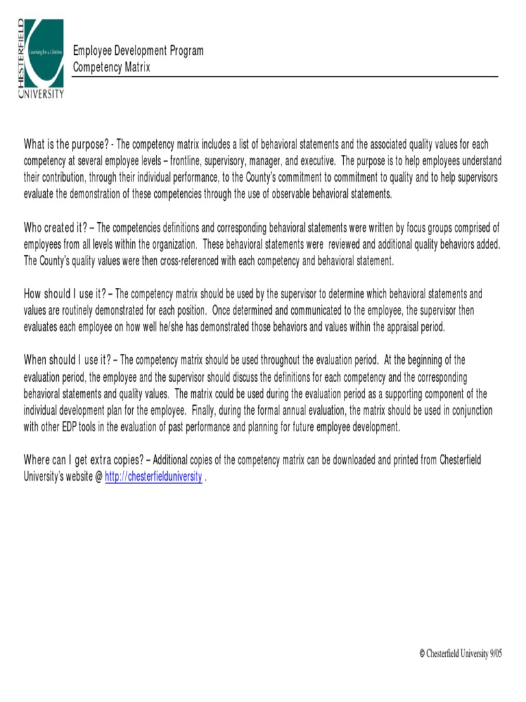 Competency Matrix | PDF | Leadership | Strategic Management