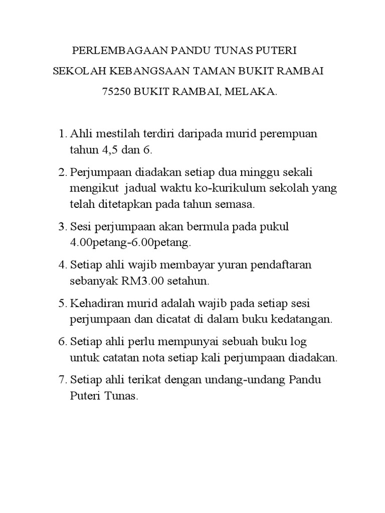 Perlembagaan Pandu Tunas Puteri | PDF