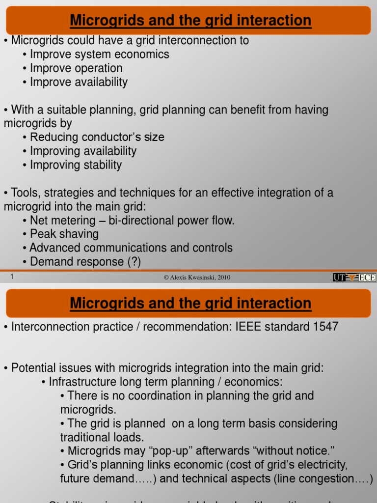 Microgrids and The Grid Interaction: © Alexis Kwasinski, 2010 | PDF | Distributed Generation ...