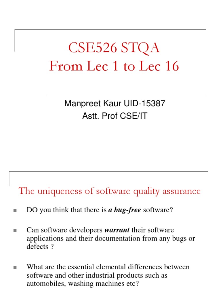 STQA | Download Free PDF | Software Quality | Reliability Engineering