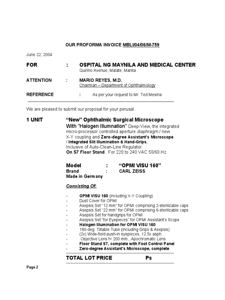 Proforma Invoice 3 | PDF | Equipment | Optics