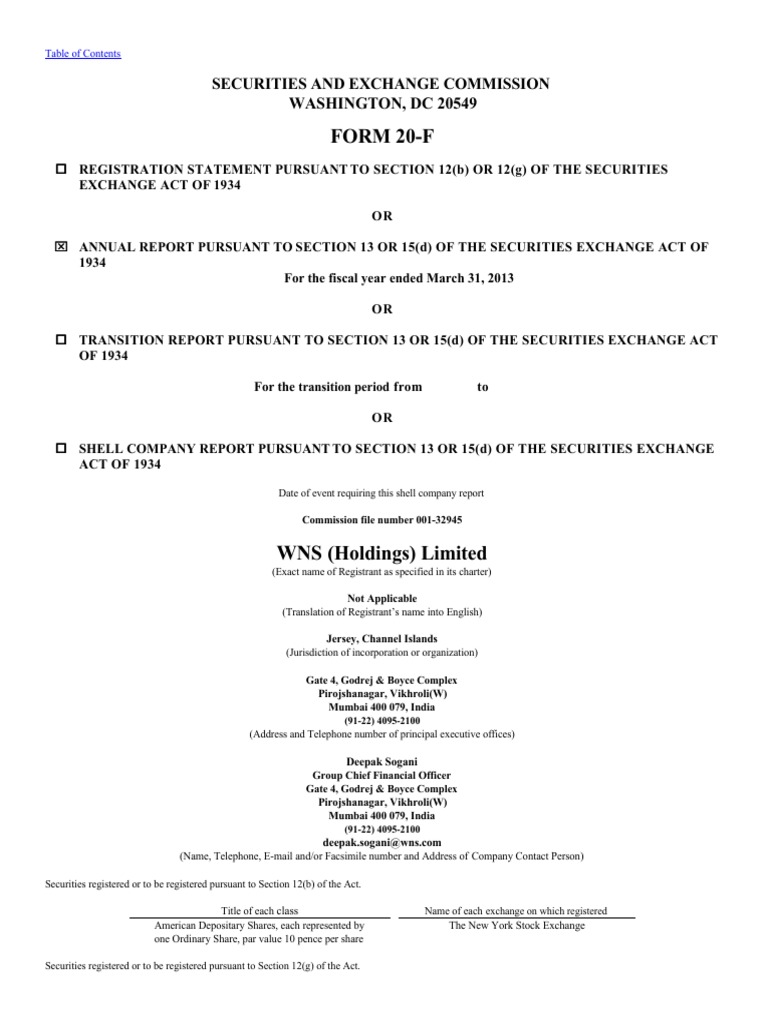 WNSHoldings May2013 Form 20 F PDF Financial Statement
