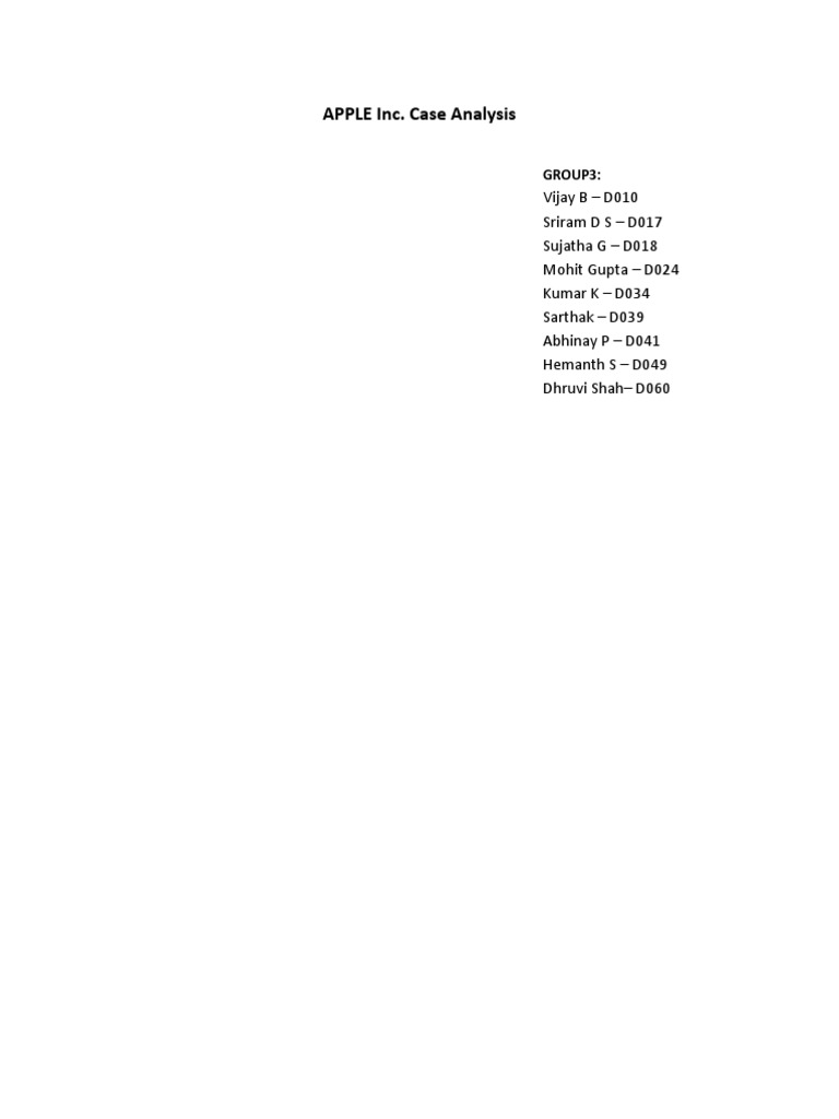 Apple Inc Case Analysis | PDF | Apple Inc. | Macintosh