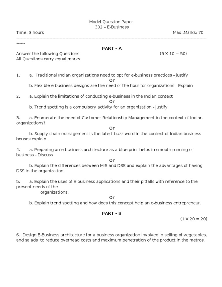E-Business Model Question Paper 302 | PDF