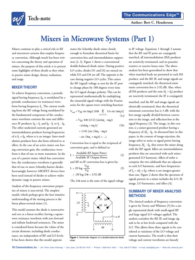 Mixers in Microwave Sstems WJ | PDF | Electricity | Signal Processing