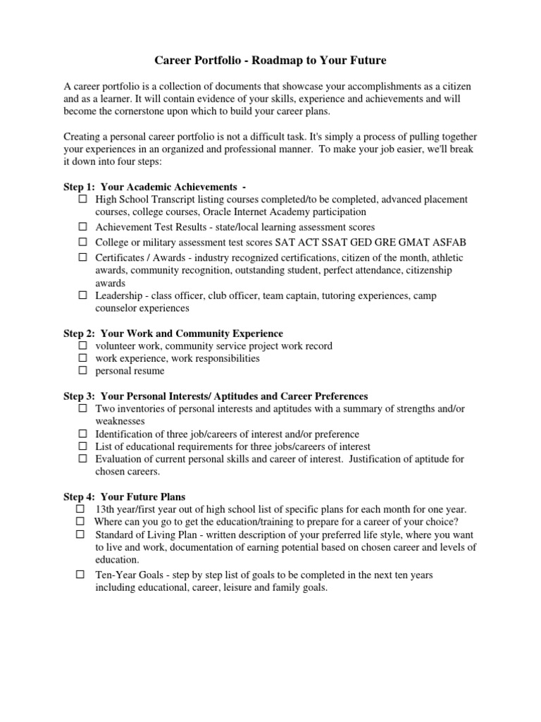 Career Portfolio - Roadmap To Your Future | PDF | Secondary School ...