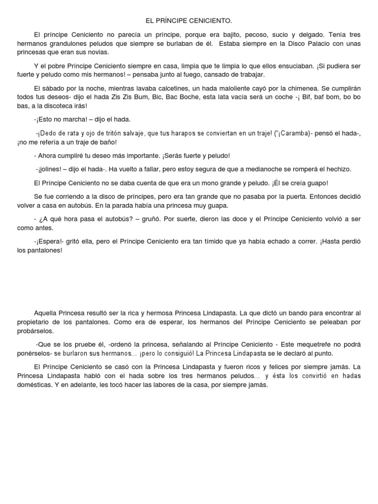 El Príncipe Ceniciento: Cuento y Actividades | PDF | Clásicos
