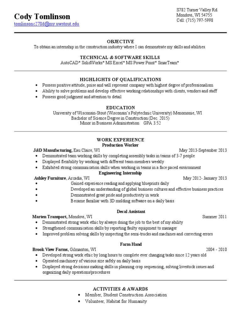 Cody Resume Construction | PDF