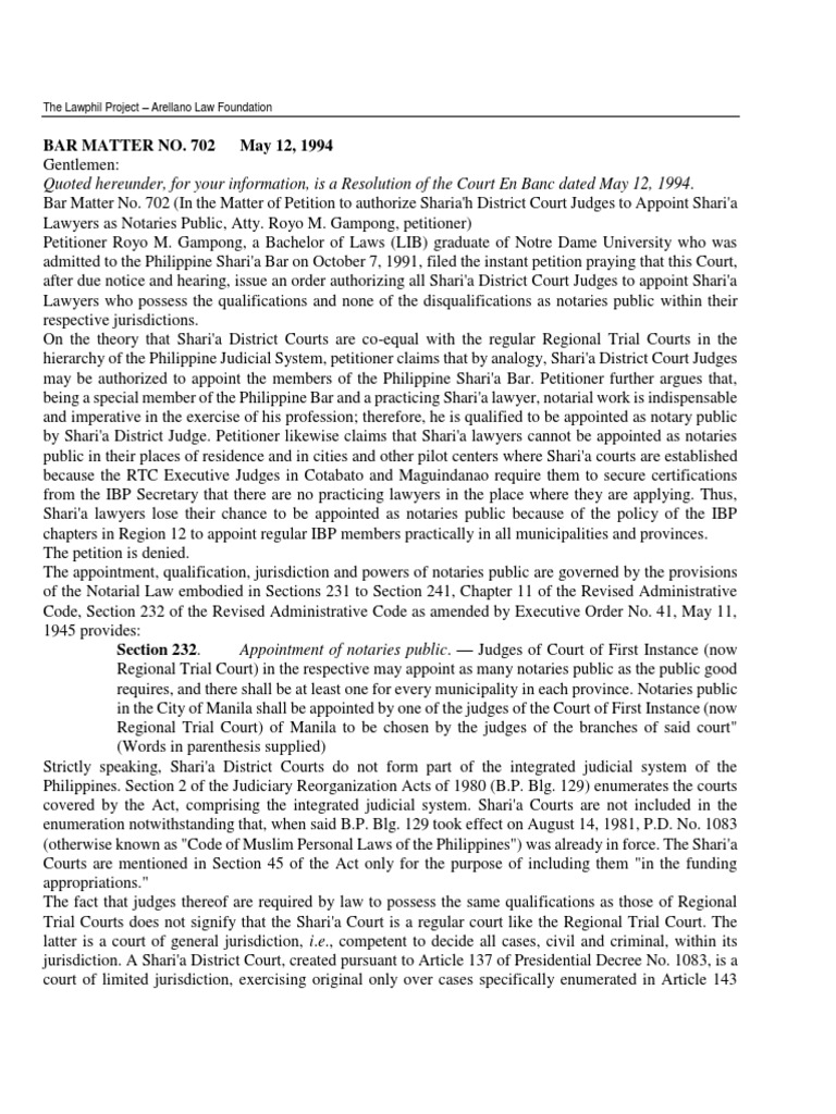 BM - 702 - 1994 (1) FGDGFD | PDF | Sharia | Notary Public