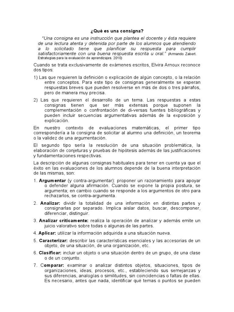 Definición y tipos de consignas educativas | PDF | Razón | Ciencia ...