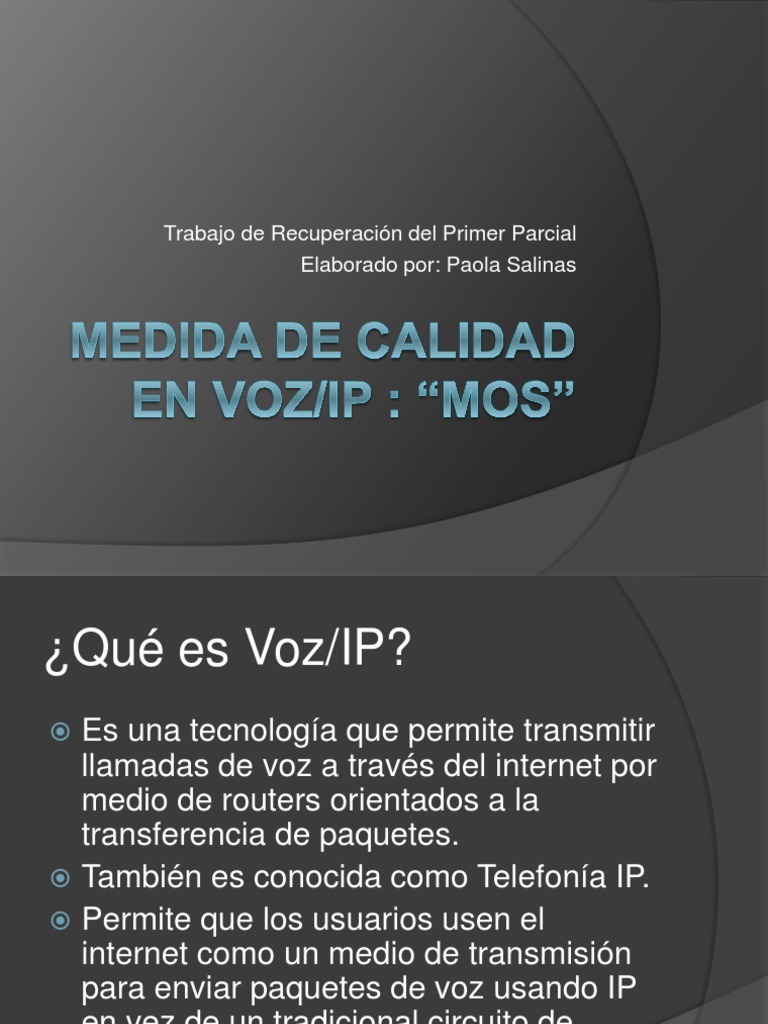 Mos Voip | PDF | Calidad de servicio | Voz sobre IP