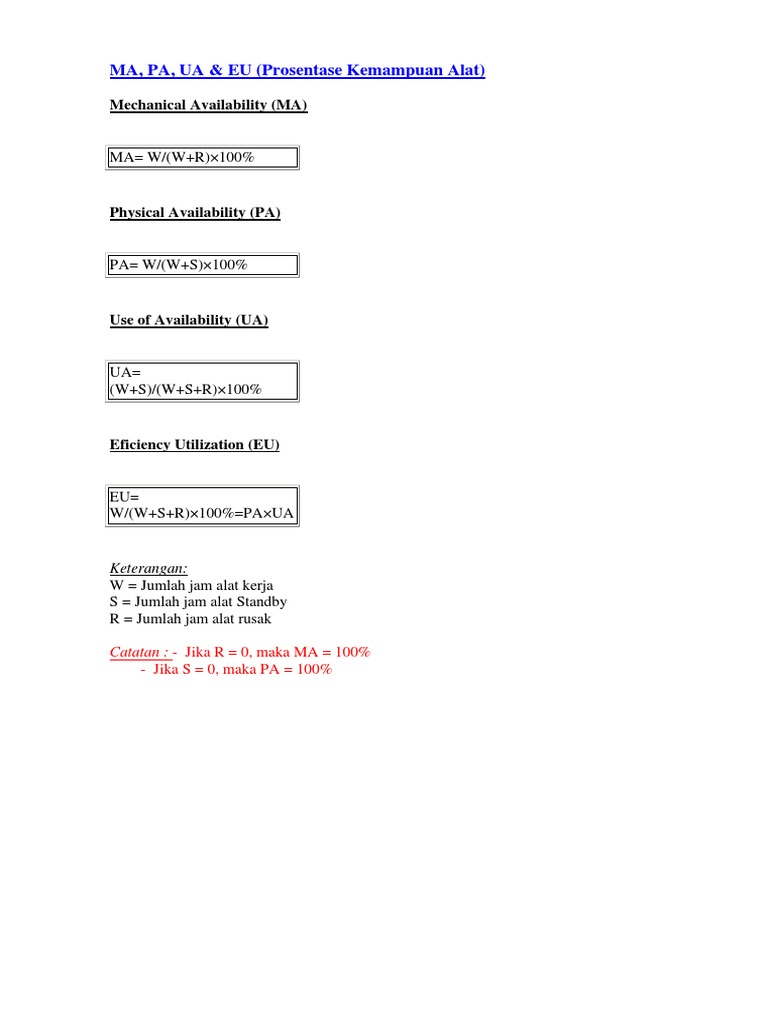 Mechanical Availability & Physical Availability | PDF