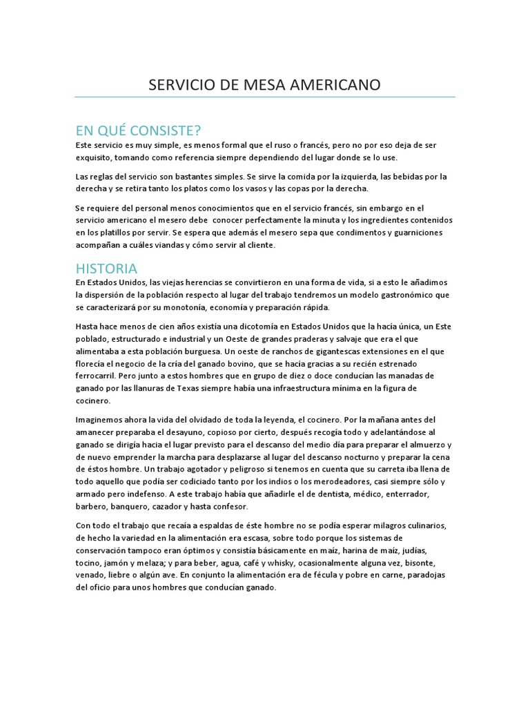 Servicio de Mesa Americano | PDF | Panes | Almuerzo