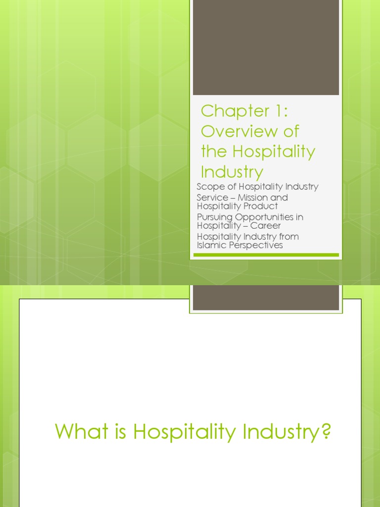 Chapter 1 Overview of The Hospitality Industry | PDF | Tourism | Perception