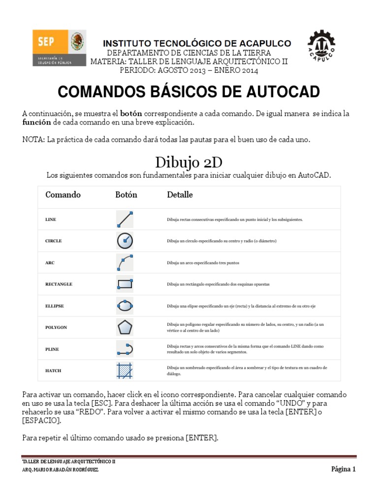 Comandos Basicos Autocad | PDF | Ventana (informática) | Elipse
