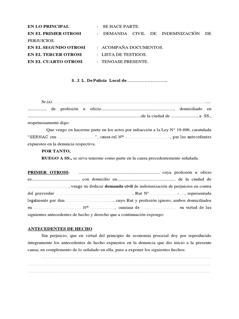 Formato Se Hace Parte y Demanda Civil | PDF | Demanda judicial | Gobierno