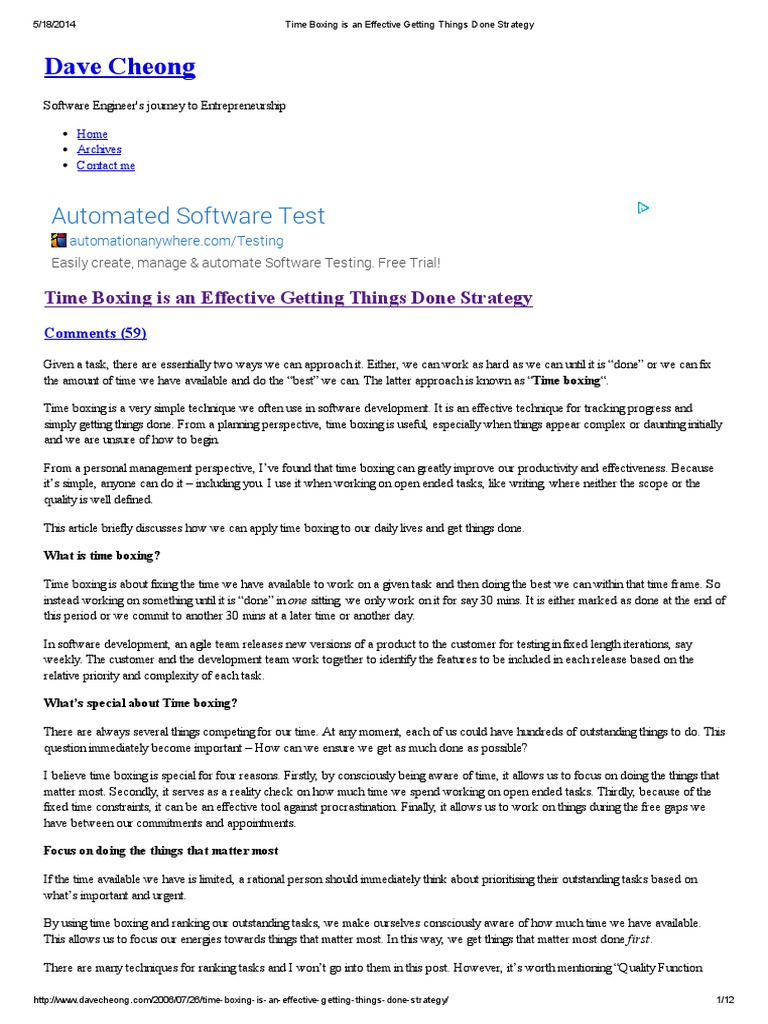 Time Boxing Is An Effective Getting Things Done Strategy | Download ...