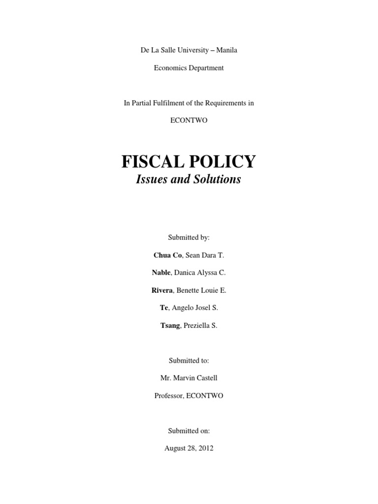FISCAL POLICY-Issues and Solutions | PDF | Government Budget Balance ...
