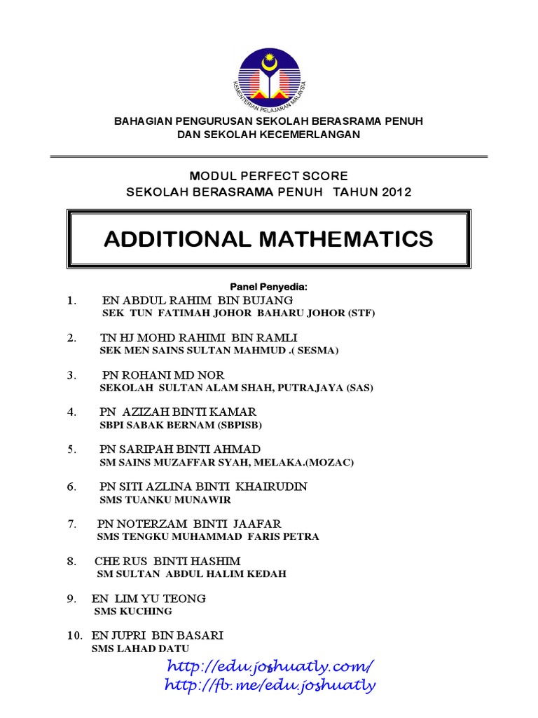 Soalan SBP Perfect Score | PDF | Integral | Derivative