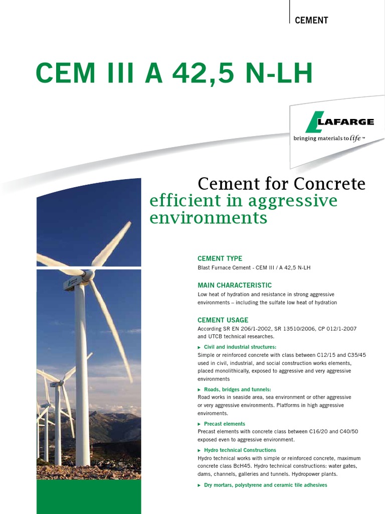 Cem III-A 42,5 N-LH (En) | PDF | Concrete | Cement