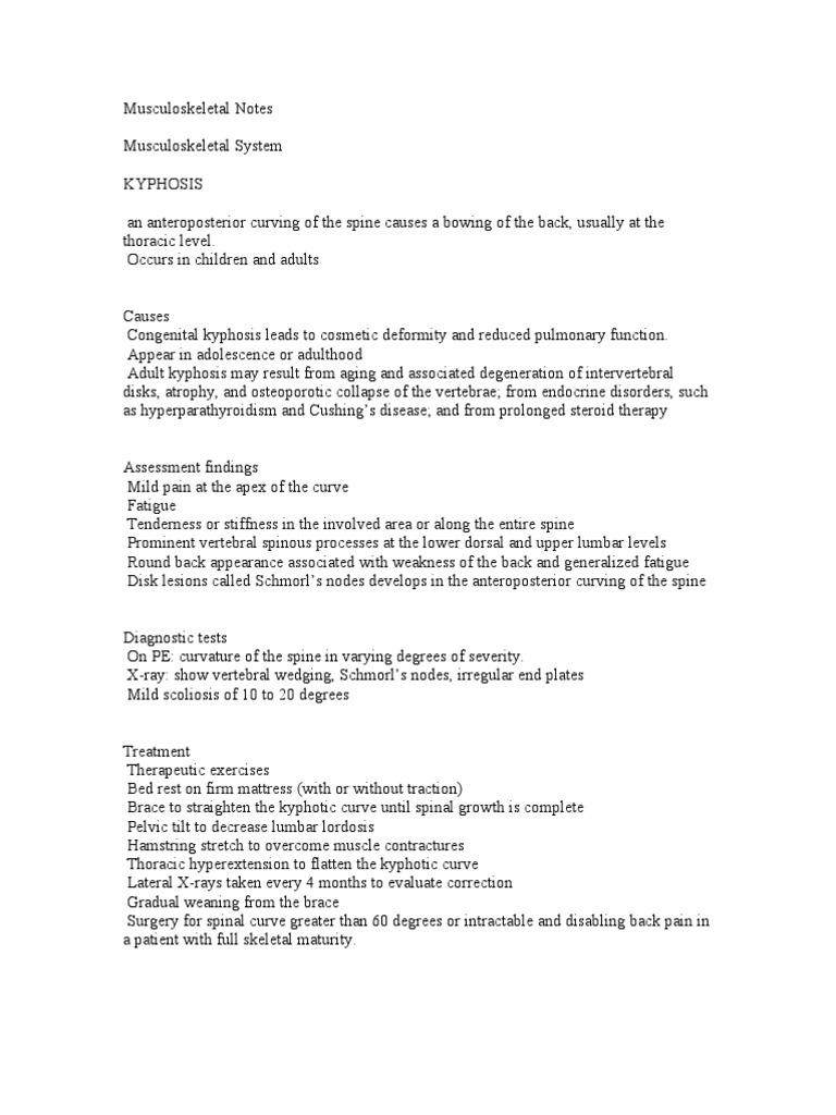 Musculoskeletal Notes | PDF | Carpal Tunnel Syndrome | Vertebral Column